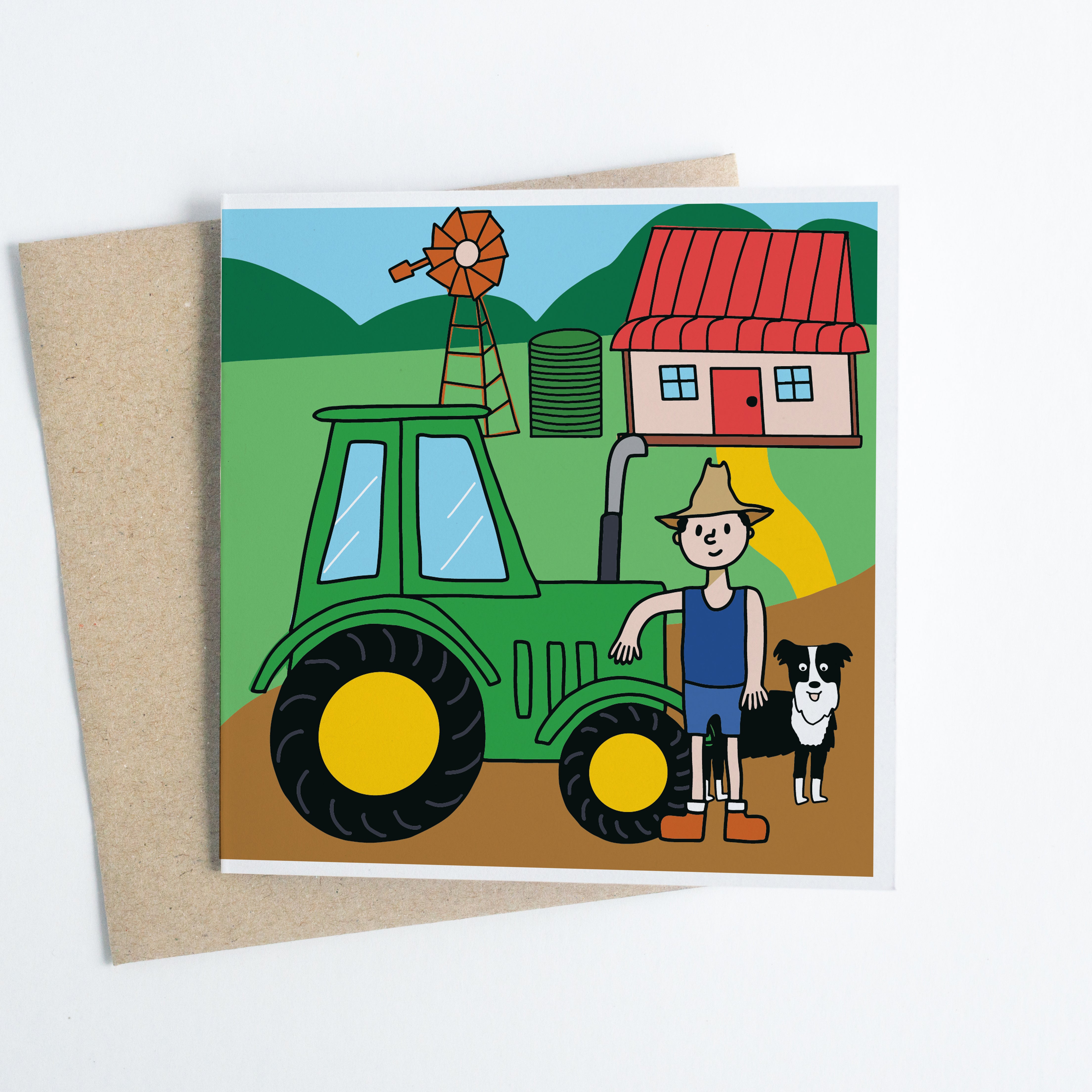 Farmer at Happy Farm - Greeting Card – Elise Gow Designs